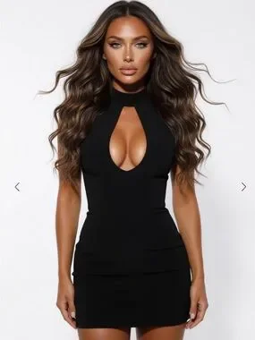 House of CB | Dresses | House Of Cb Rosa Black Crepe Keyhole Silhouette ...